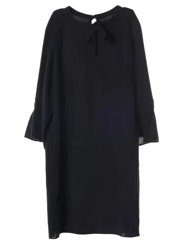 Hermès 2010s Ribbon-fastening Wool Dress - Black