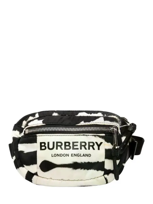 Burberry Zebra Print Nylon Logo Belt Bag - Black