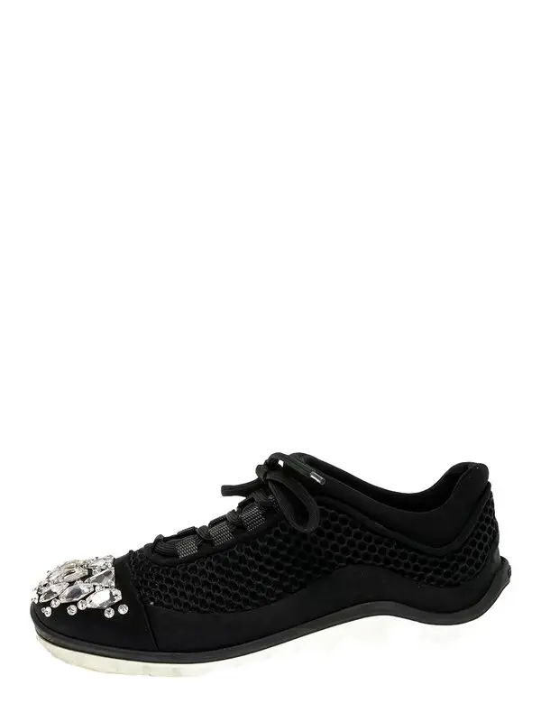Miu Miu Mesh Crystal-embellished Sneakers - Black