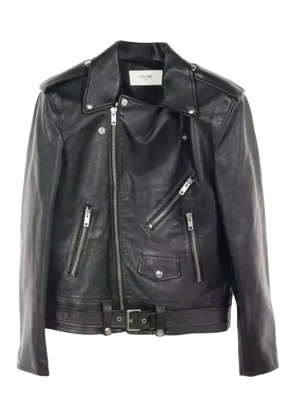 Celine 2010s Leather Biker Jacket - Black