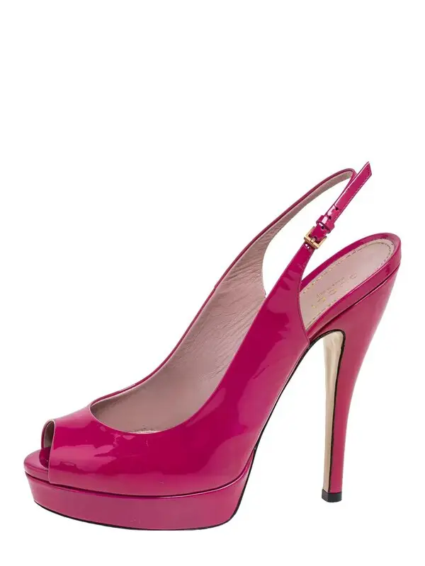 Gucci 135mm Patent-leather Slingback Pumps - Pink