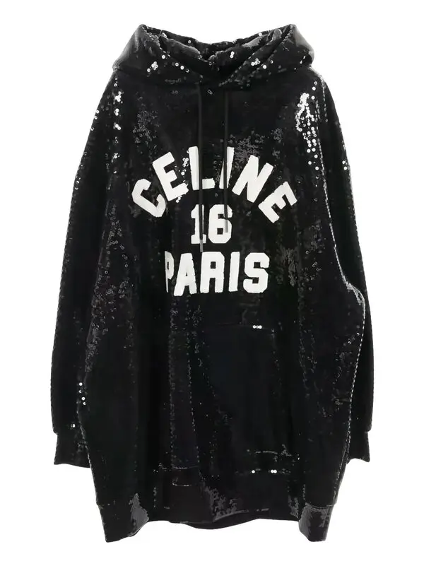 Celine Sequin-embellished Hoodie - Black