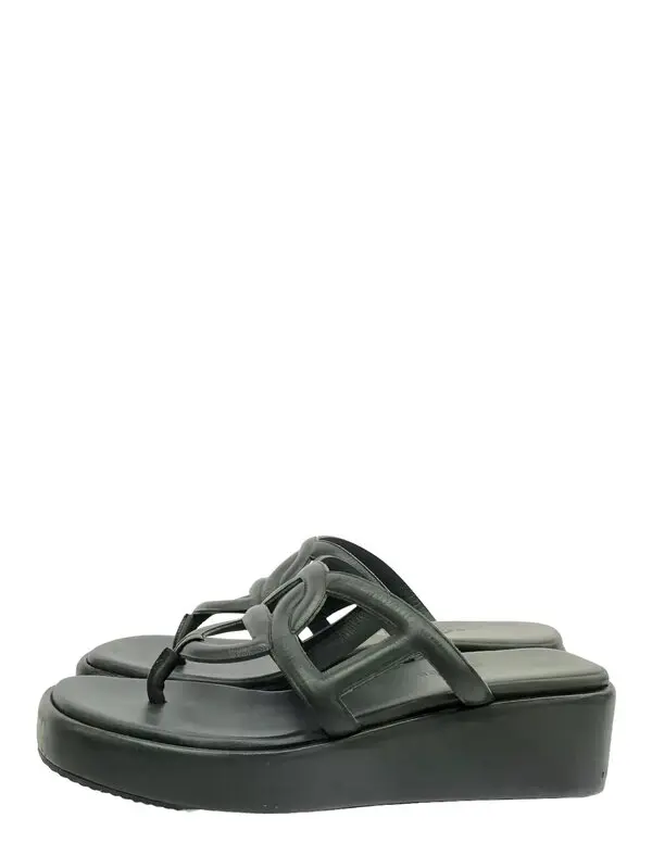 Hermès Leather Platform Sandals - Green