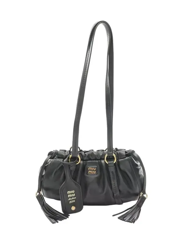 Miu Miu Joie Tassel Leather Shoulder Bag - Black