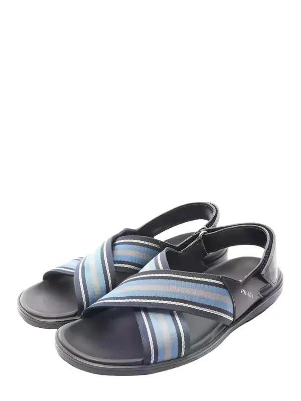 Prada Cross Belt Open Toe Sandals - Black