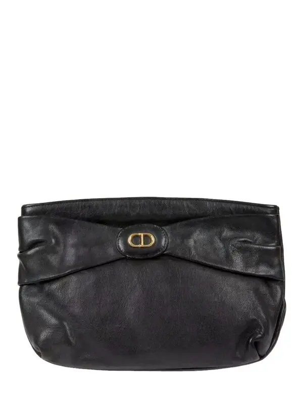 Dior 1980s Leather Clutch Bag - Black