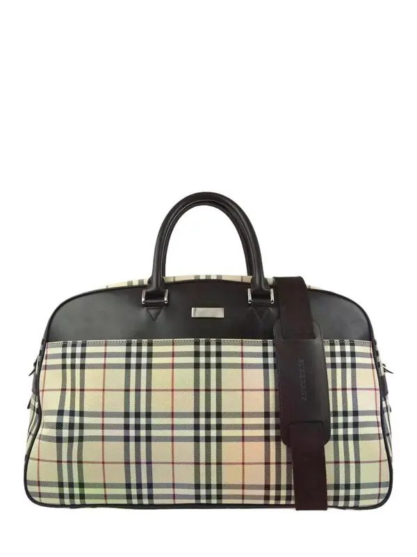 Burberry Checked Duffle Bag - Brown