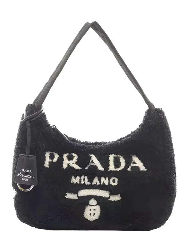 Prada 2010s Re-edition 2000 Spugna Logo Tote Bag - Black