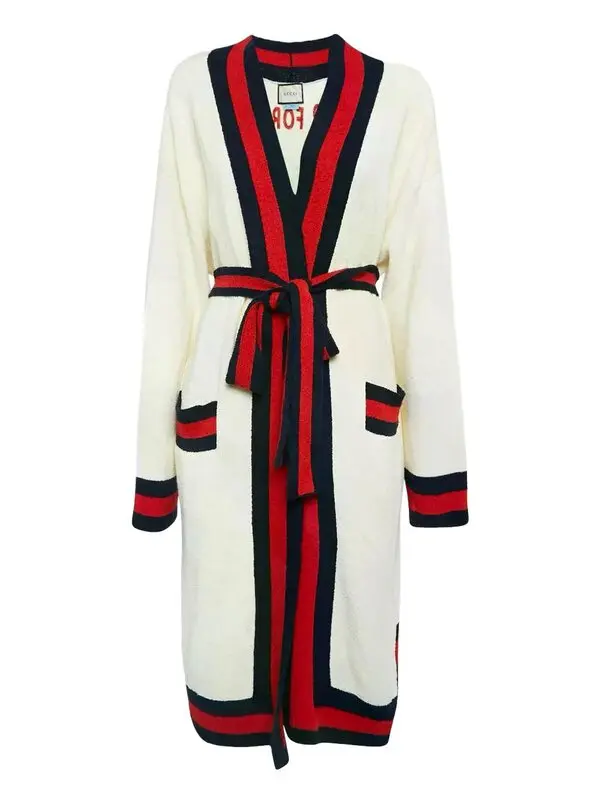 Gucci Belted Long Cardigan - White