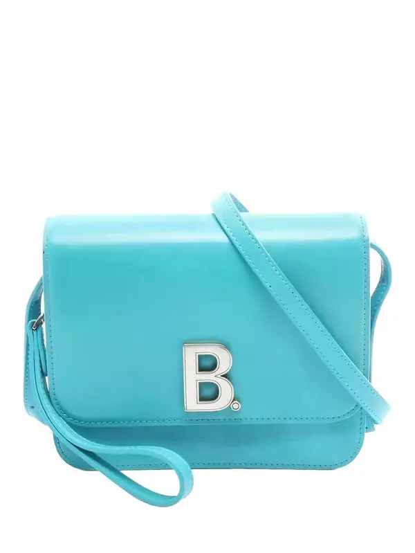 Balenciaga B-logo Leather Shoulder Bag - Blue