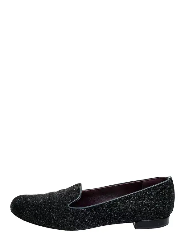 STUART WEITZMAN Glittered Leather Loafers - Black