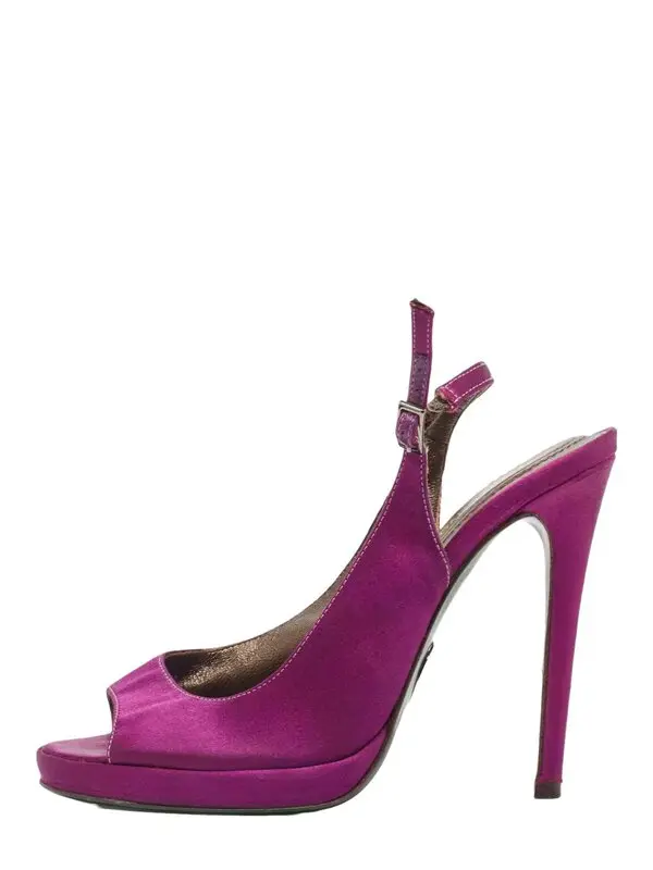 Roberto Cavalli 110mm Satin Peep-toe Platform Pumps - Purple