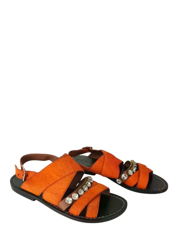 Marni Crystal-embellished Sandals - Orange