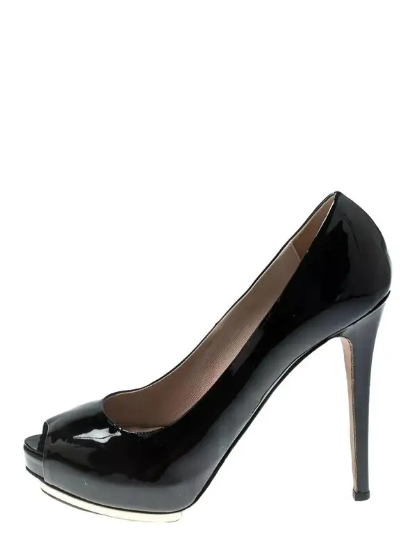 LE SILLA Patent Leather Peep Toe Platform Pumps - Black