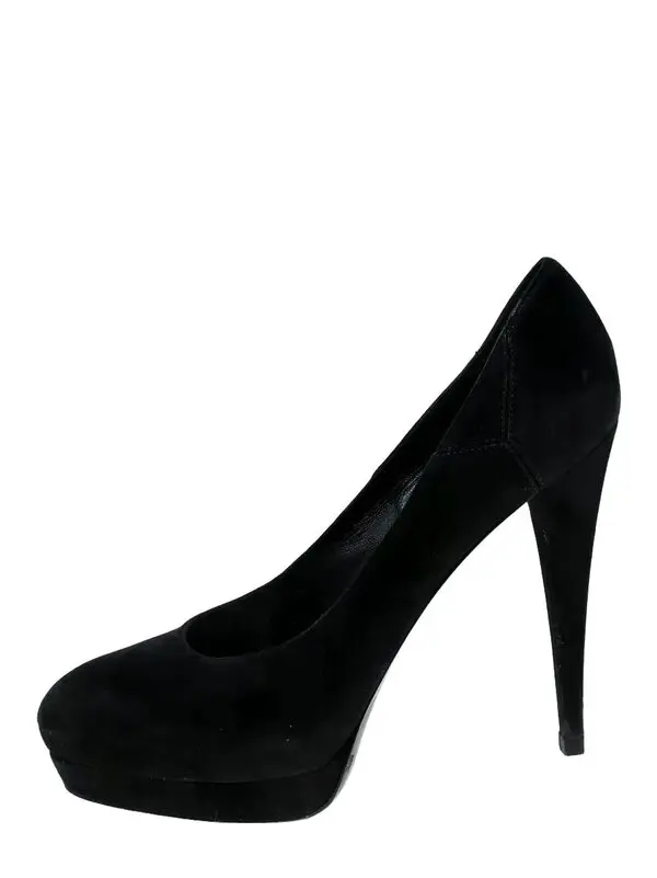 Saint Laurent 135mm Suede Platform Pumps - Black