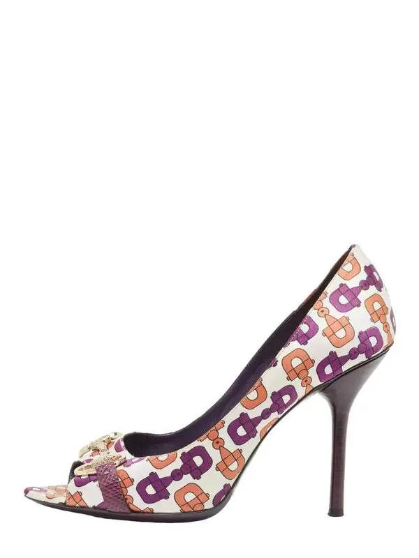 Gucci 105mm Peep-toe Patterned Pumps - Purple