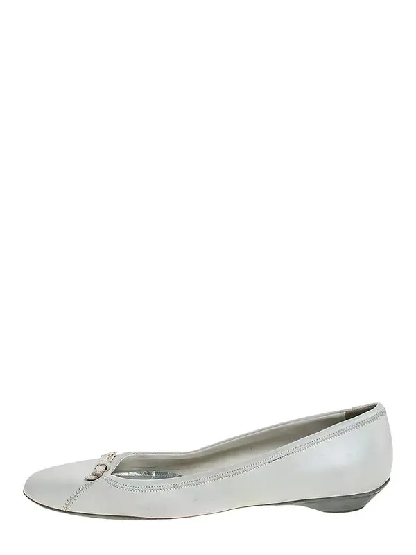 Prada Bow-detail Leather Ballet Flats - White