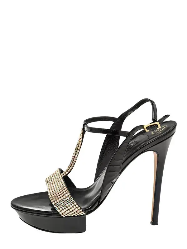 GINA 135mm Rhinestone-embellished Sandals - Black