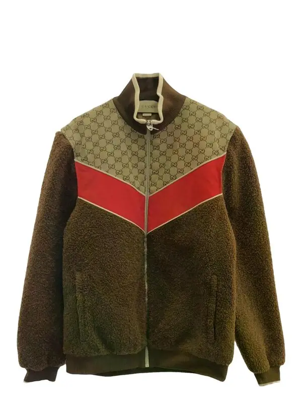 Gucci Gg-pattern Fleece-paneled Jacket - Brown