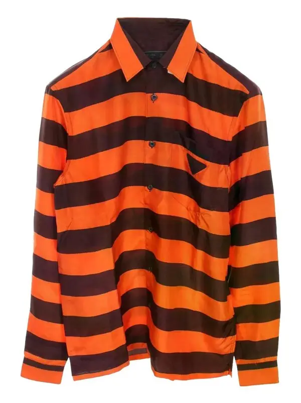Prada 2020s Striped Triangle-detail Shirt - Orange