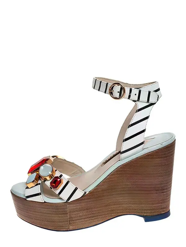 SOPHIA WEBSTER 100mm Suki Gem Wedge Sandals - White