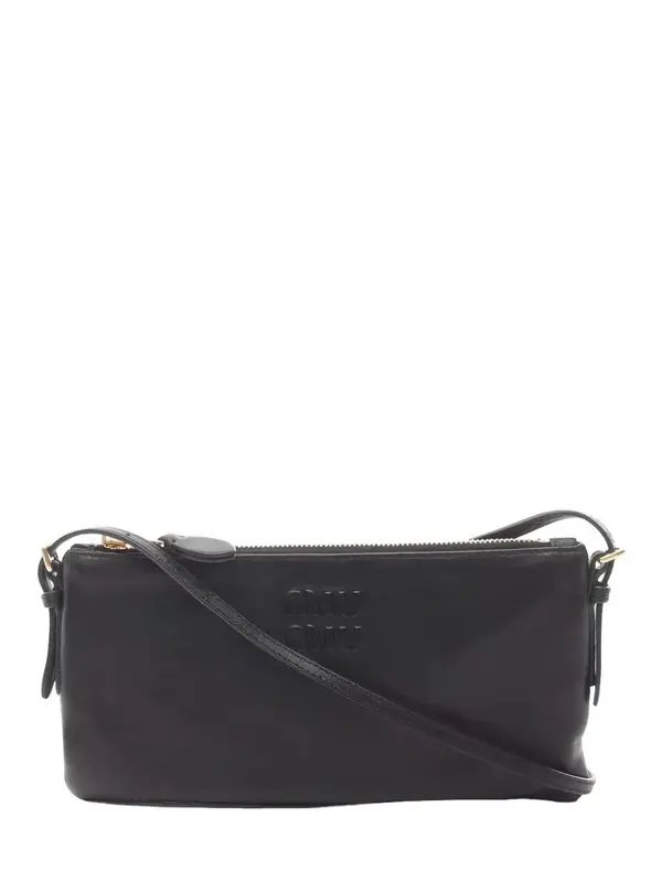 Miu Miu Embossed Leather Shoulder Bag - Black