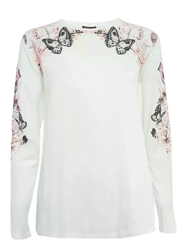 Roberto Cavalli Butterfly Floral-print T-shirt - White