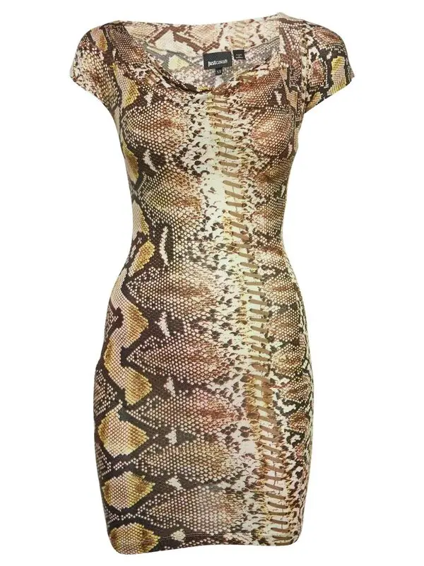 Just Cavalli Vintage Snake-print Knit Dress - Brown