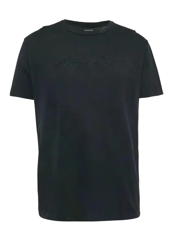 Emporio Armani Embroidered-logo Cotton T-shirt - Black