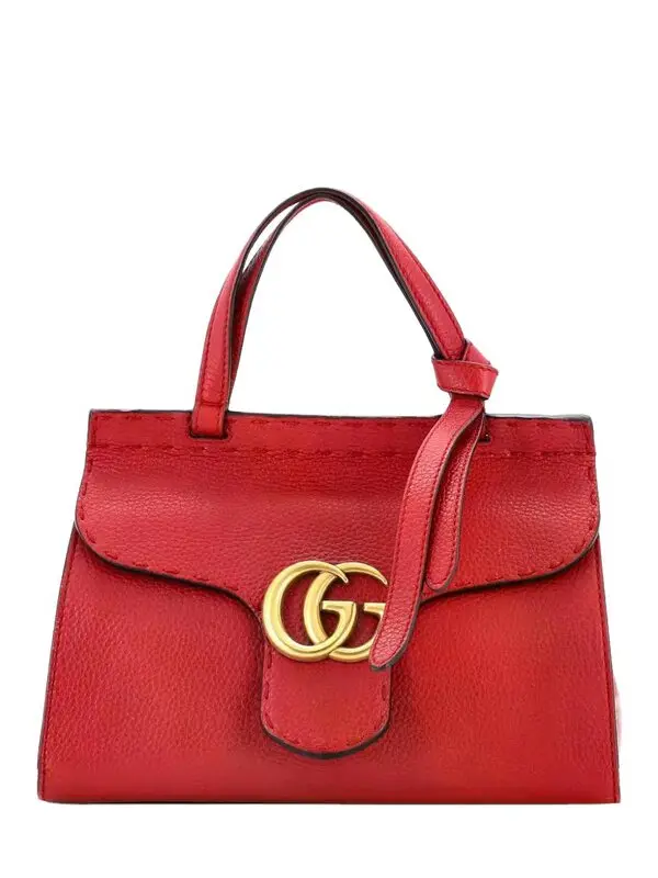 Gucci Gg Marmont Top Handle Mini Satchel - Red