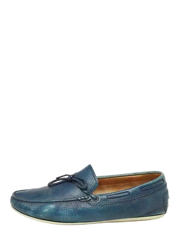 TOD'S VINTAGE Grained-leather Boat Shoes - Blue