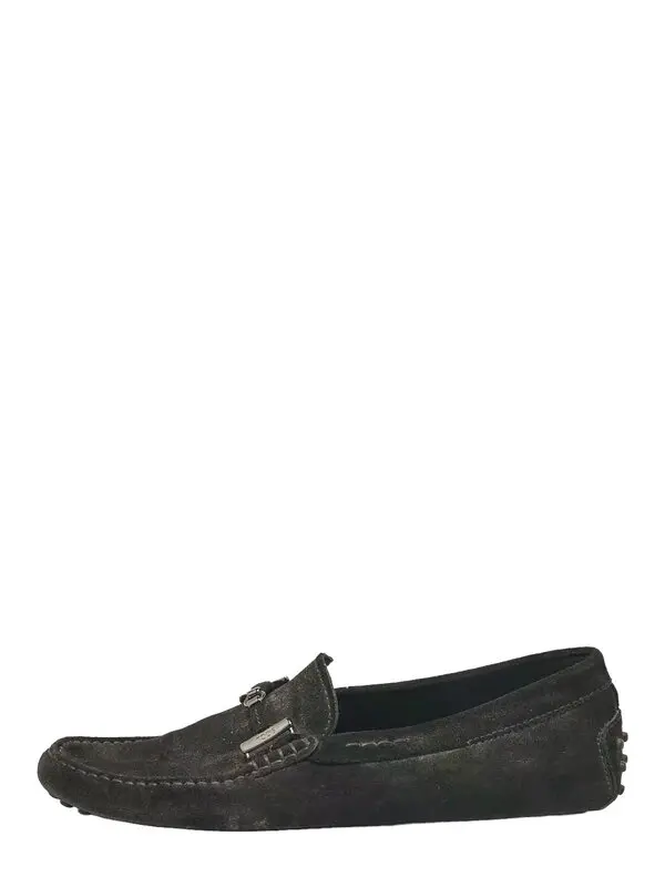 TOD'S Vintage Suede Buckle Loafers - Black