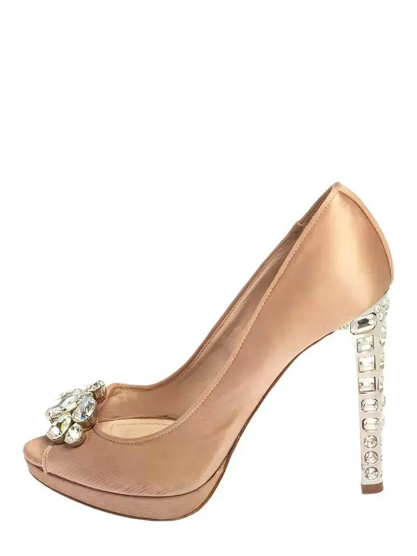 Miu Miu 105mm Crystal-embellished Peep-toe Pumps - Pink