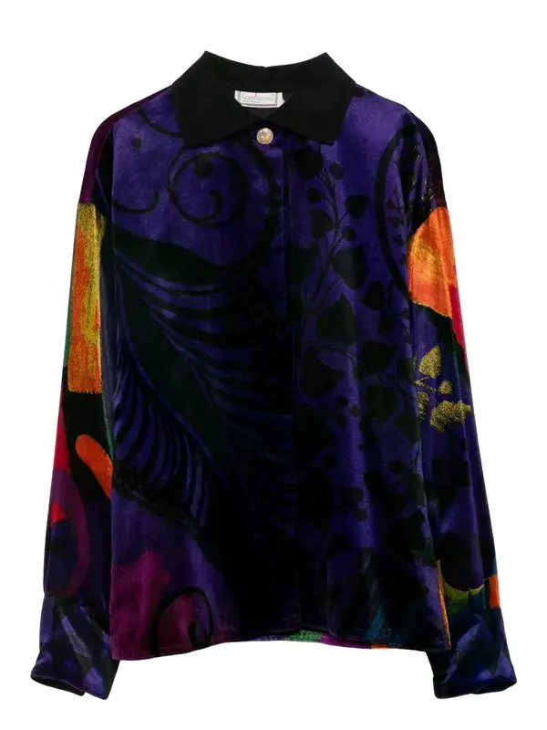 Versace 1990s Velvet Shirt - Purple