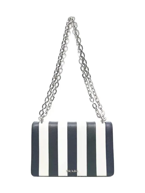 Prada 2010s Striped Chain-strap Bag - Blue