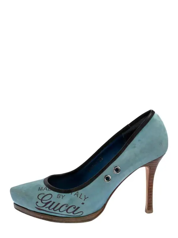 Gucci 90mm Logo-print Pumps - Blue