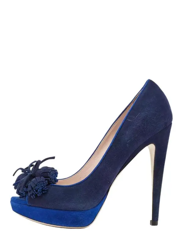 Miu Miu 130mm Platform Tassel-embellished Pumps - Blue