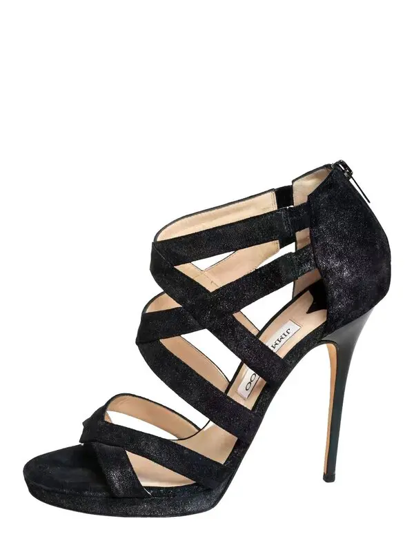 JIMMY CHOO 130mm Leather Heeled Sandals - Black