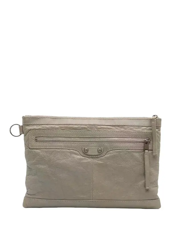 Balenciaga 2010 Lambskin Motocross Classic Clip M Clutch Bag - Grey