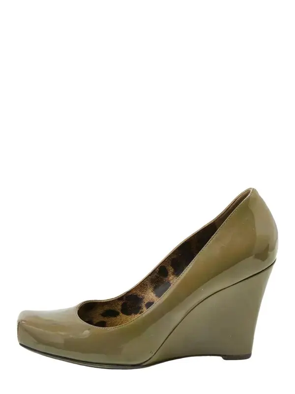 Dolce & Gabbana 80mm Patent Leather Wedge Pumps - Brown