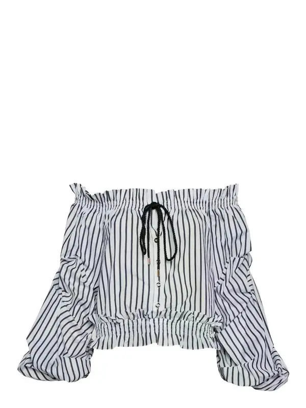 Caroline Constas Striped Ruffle Top - Blue