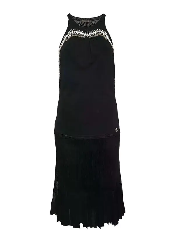 Roberto Cavalli Vintage Beaded Halter-neck Midi Dress - Black