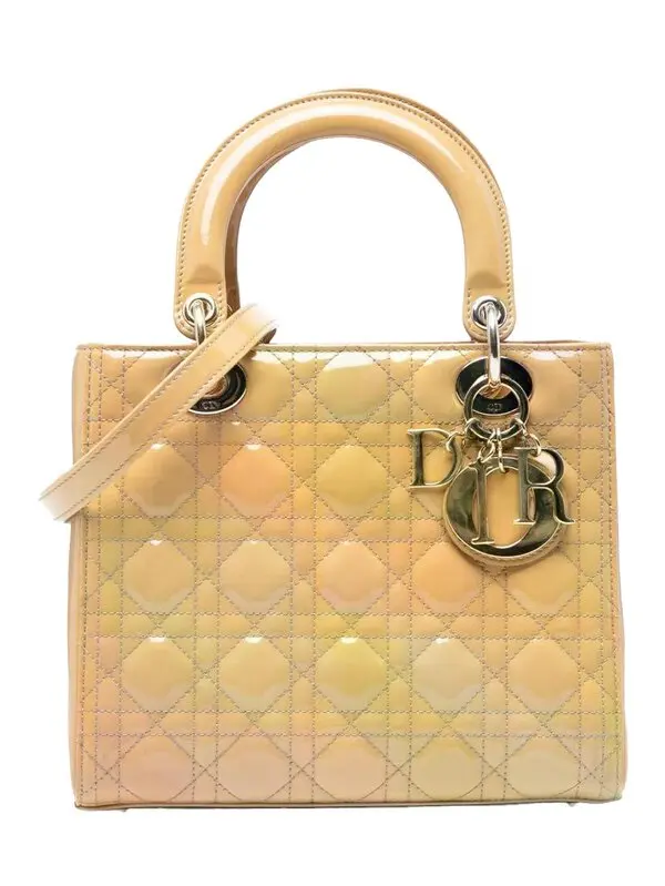Dior 2014 Medium Patent Cannage Lady Satchel - Brown
