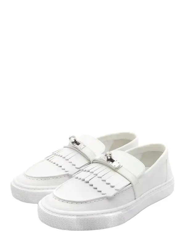 Hermès Leather Slip-on Loafers - White