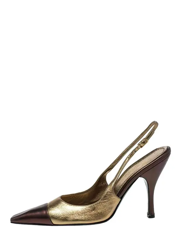 Casadei 100mm Leather Slingback Pumps - Gold