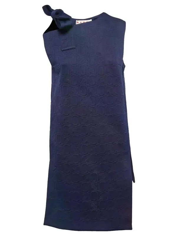 Marni Bow-detail Textured Dress - Blue