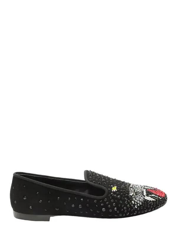 GIUSEPPE ZANOTTI Panther Crystal Loafers - Black