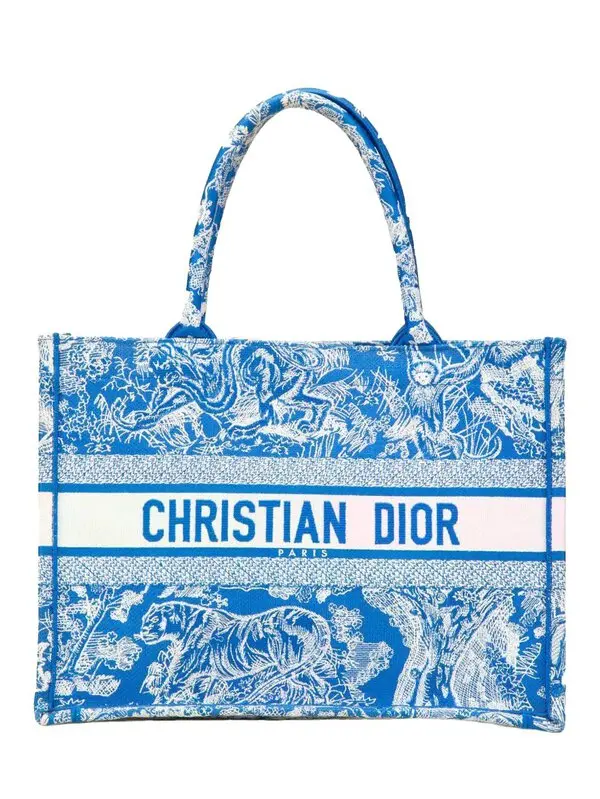Dior Embroidered Dioriviera Toile De Jouy Book Tote Bag - Blue