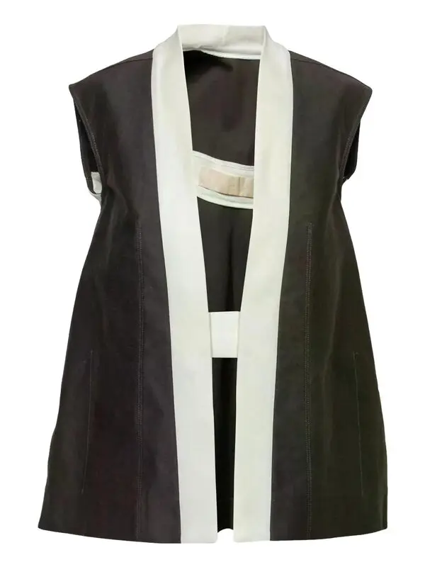 Rick Owens Sleeveless Asymmetric Cotton Jacket - Brown