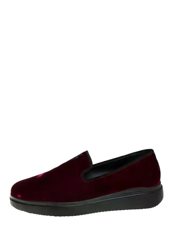 GIUSEPPE ZANOTTI Velvet Slip-on Loafers - Red